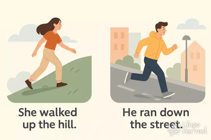 Movement Prepositions: up / down / across / through Explained